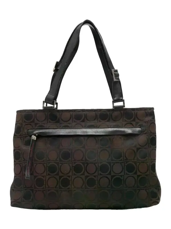 FERRAGAMO 2000s Circle-pattern Tote Bag - Brown