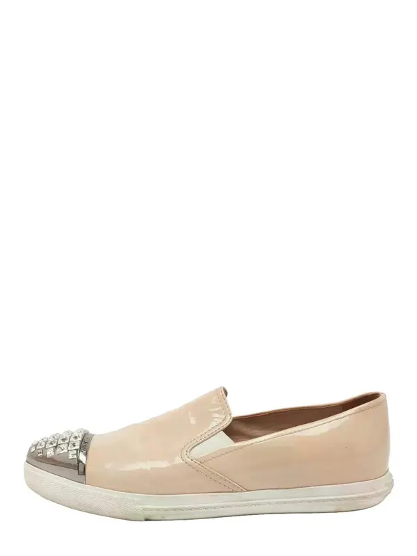 Miu Miu Crystal-embellished Leather Sneakers - Neutrals