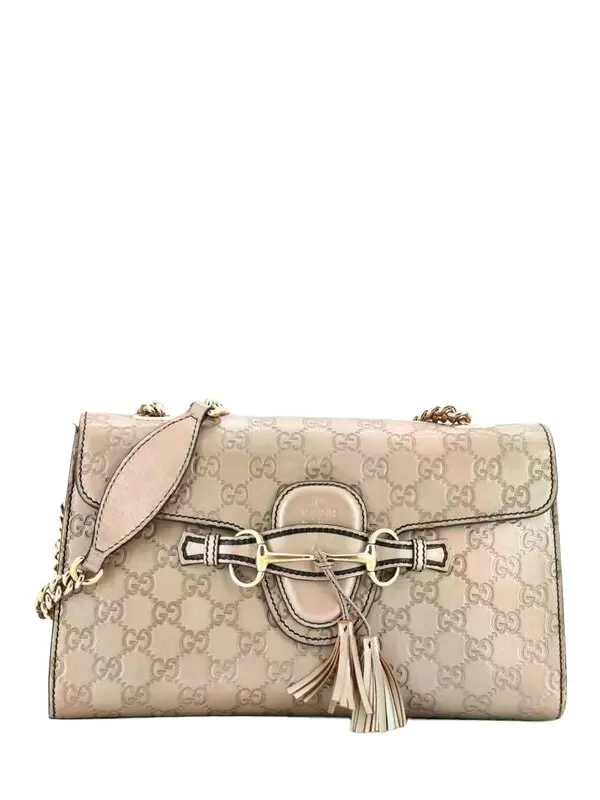 Gucci Emily Chain Flap Bag Ssima Leather Medium - Neutrals