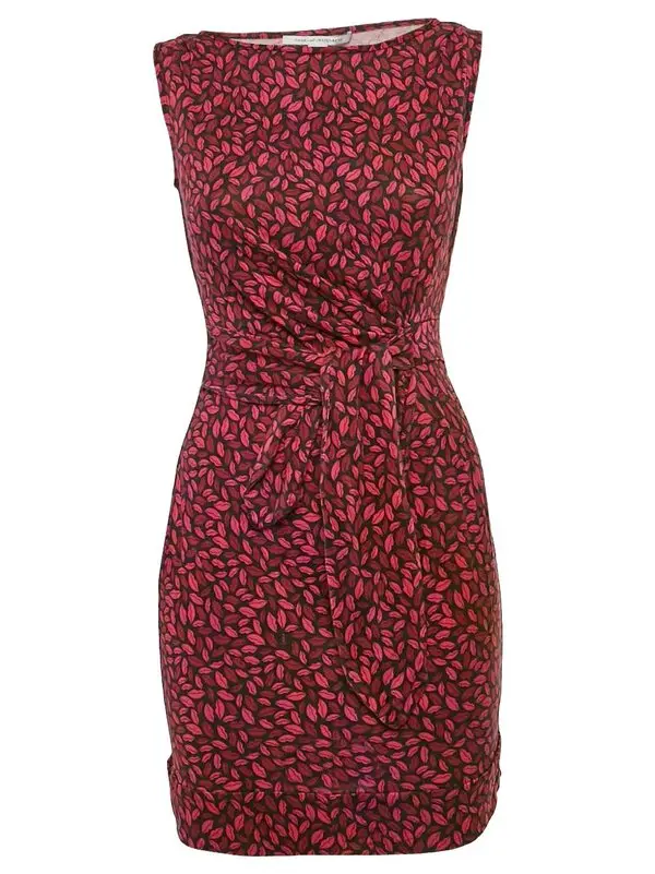 Diane Von Furstenberg Vintage Lips-print Ruched Mini Dress - Red