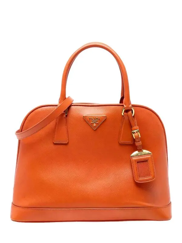 Prada Saffiano Lux Open Promenade Satchel - Orange
