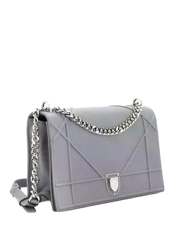 Dior Diorama Flap Bag Grained Calfskin Shoulder Bag - Grey