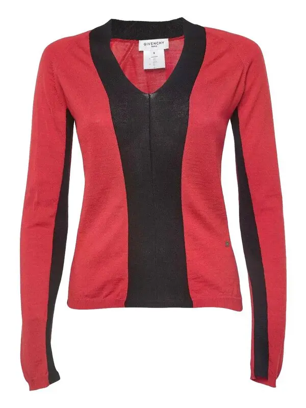 Givenchy Paneled V-neck Sweater - Red