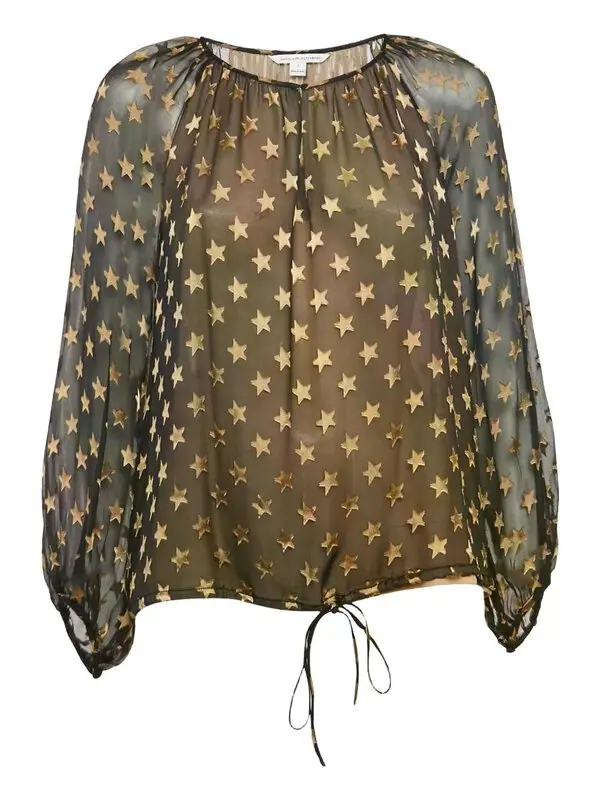 Diane Von Furstenberg Star-jacquard Silk-blend Blouse - Black