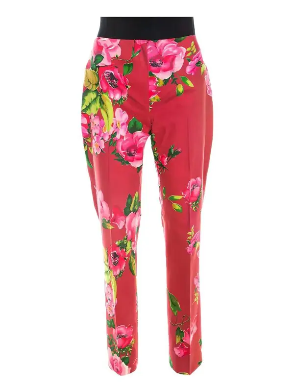 Blumarine Vintage Floral-print Trousers - Red