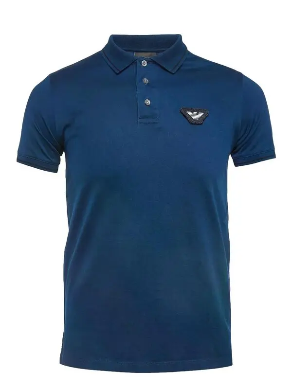 Emporio Armani Logo-patch Polo Shirt - Blue