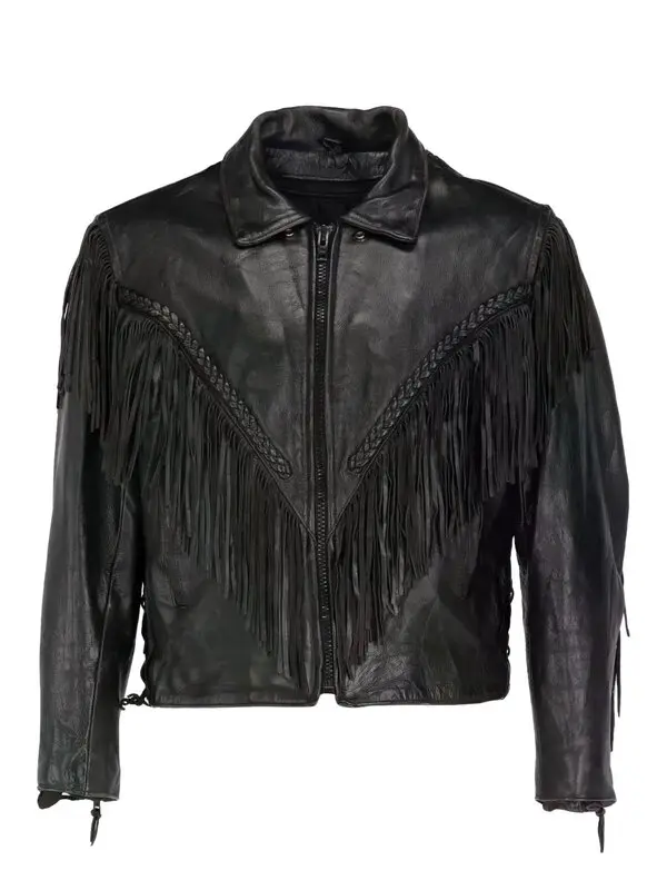 A.N.G.E.L.O. VINTAGE CULT 1990s Fringed Leather Jacket - Black