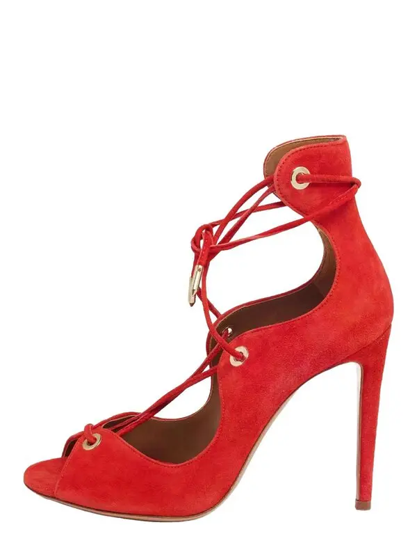 AQUAZZURA 100mm Tango Laced Sandals - Red