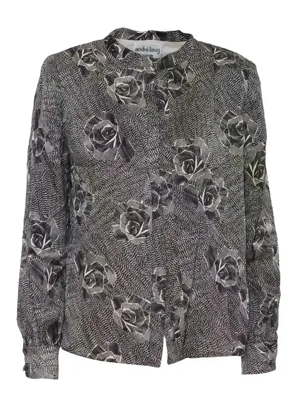 André Laug Vintage Rose-print Silk Shirt - Black
