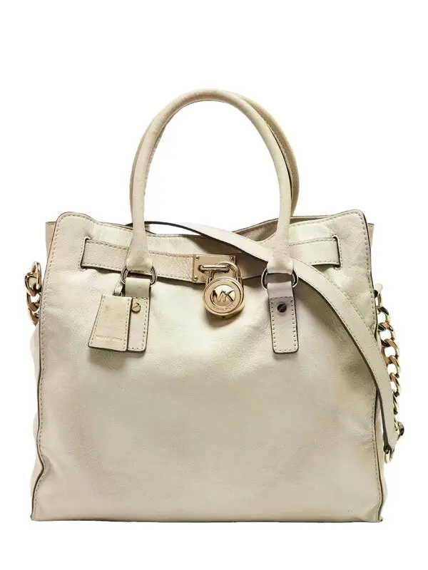 Michael Kors Padlock Leather Tote Bag - Neutrals