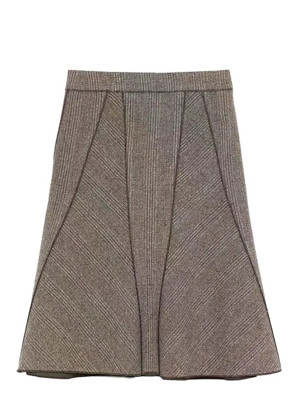 Prada 2000s Mini-check Midi Skirt - Brown