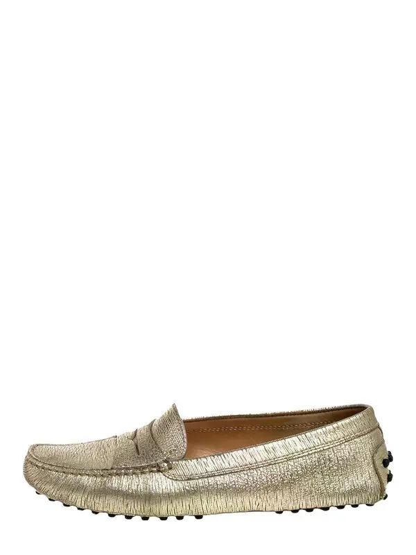 TOD'S Leather Penny Loafers - Gold