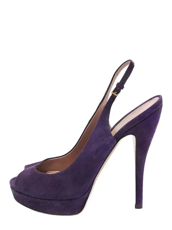 Gucci 115mm Suede Platform Pumps - Purple