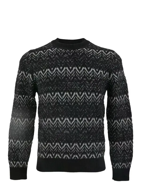 Saint Laurent Zigzag Print Crew-neck Sweater - Black