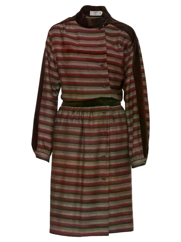 Valentino Garavani Striped Midi Dress - Brown