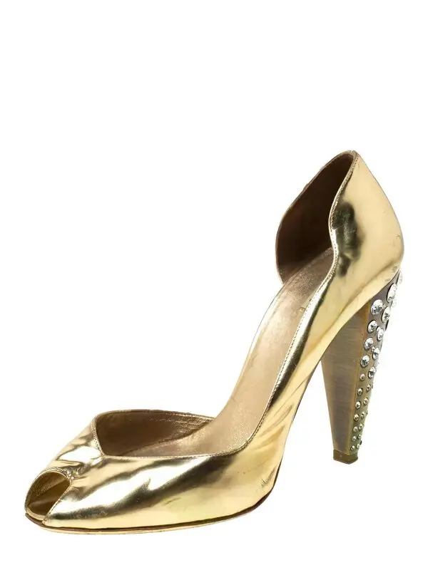 Miu Miu 110mm Leather Heeled Sandals - Gold