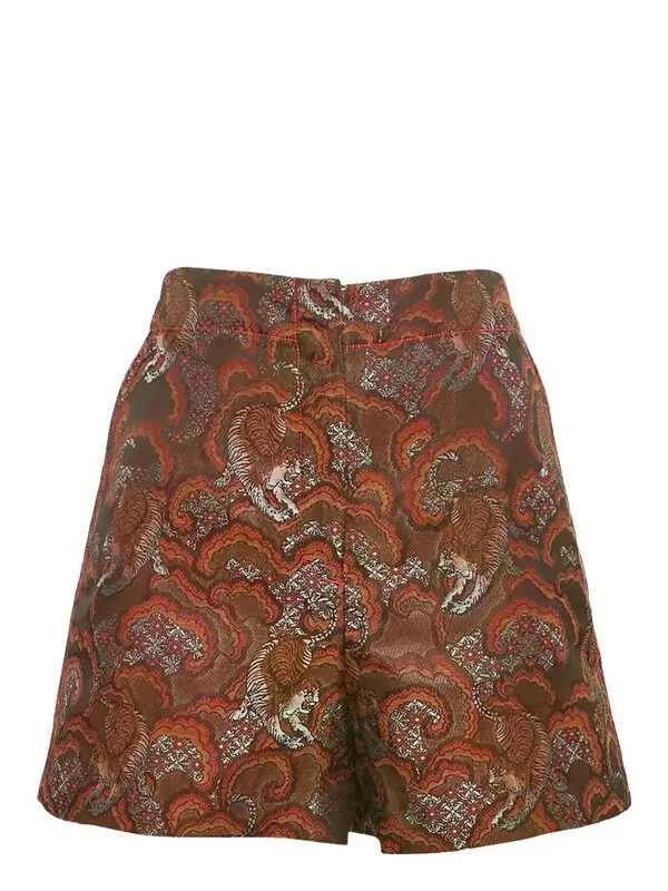 Sandro Patterned Jacquard High-waisted Shorts - Brown