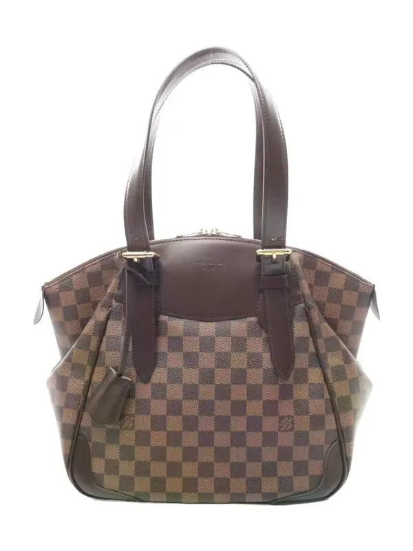 LOUIS VUITTON 2010 Verona Damier Ebene Leather Shoulder Bag - Brown