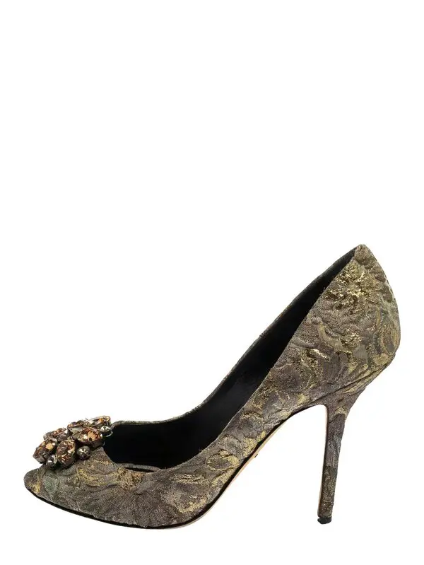 Dolce & Gabbana 2024 115mm Brocade Pumps - Grey