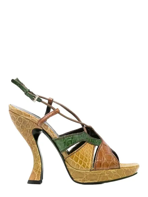 Prada 120mm Alligator Sandals - Brown