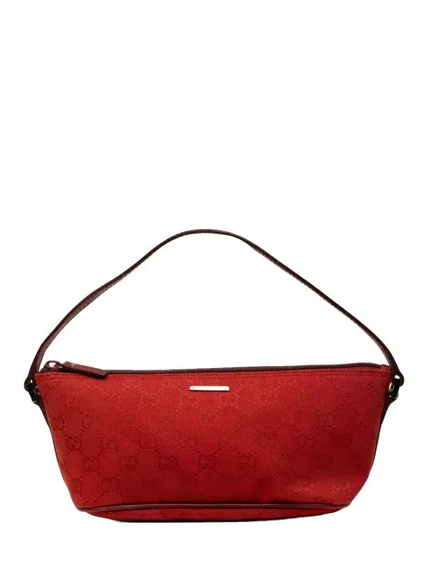 Gucci Gg Canvas Boat Shoulder Bag - Red