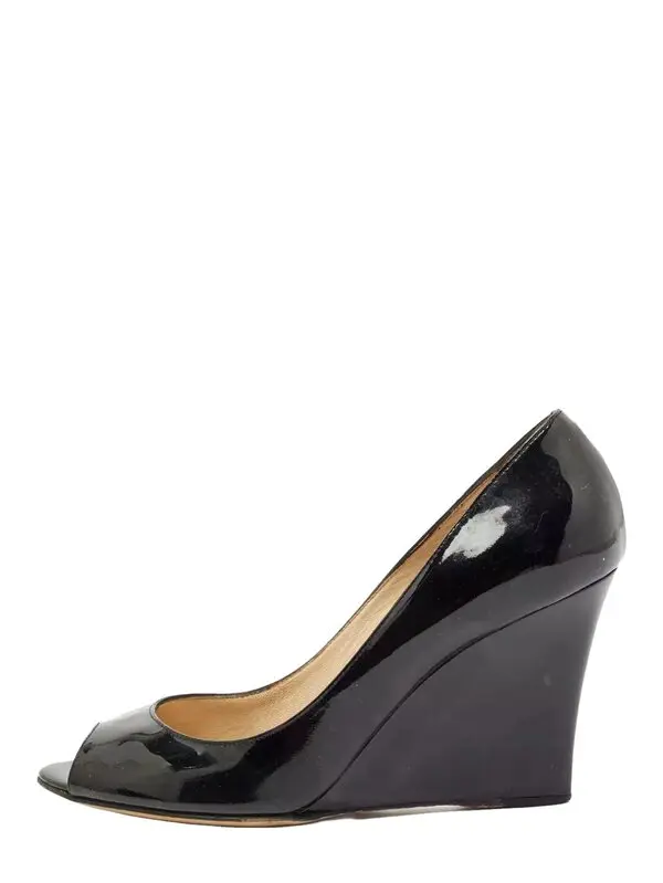 JIMMY CHOO 85mm Baxen Patent Leather Wedged Pumps - Black