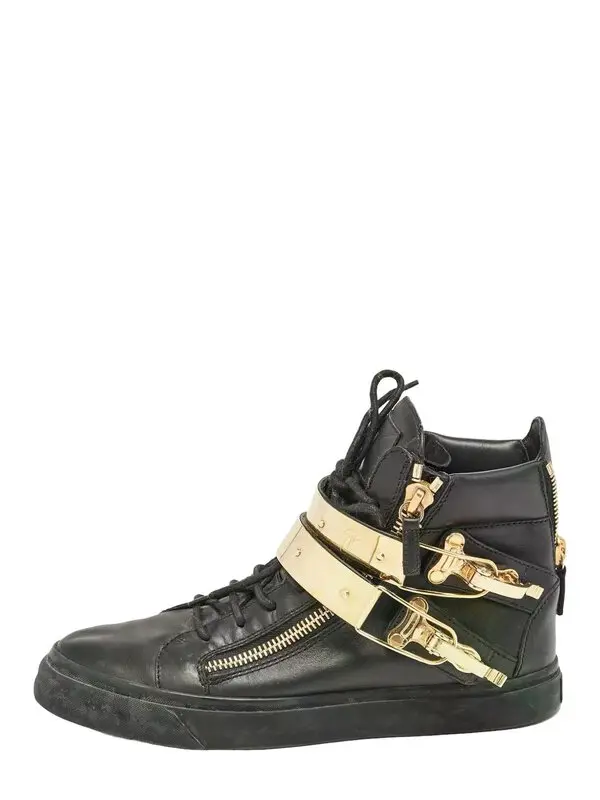 GIUSEPPE ZANOTTI Leather High-top Sneakers - Black