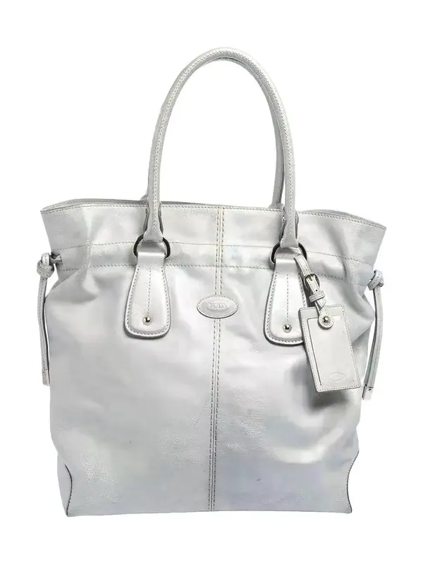 TOD'S Restyled Metallic Leather D-bag Tote - Silver