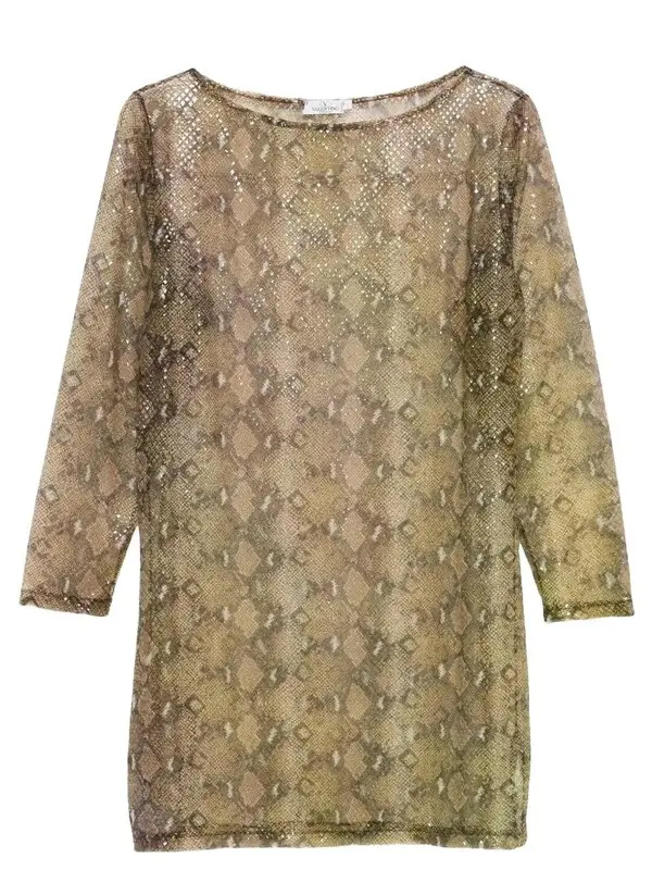 Valentino Garavani 1990s Snakeskin Mesh Dress - Neutrals