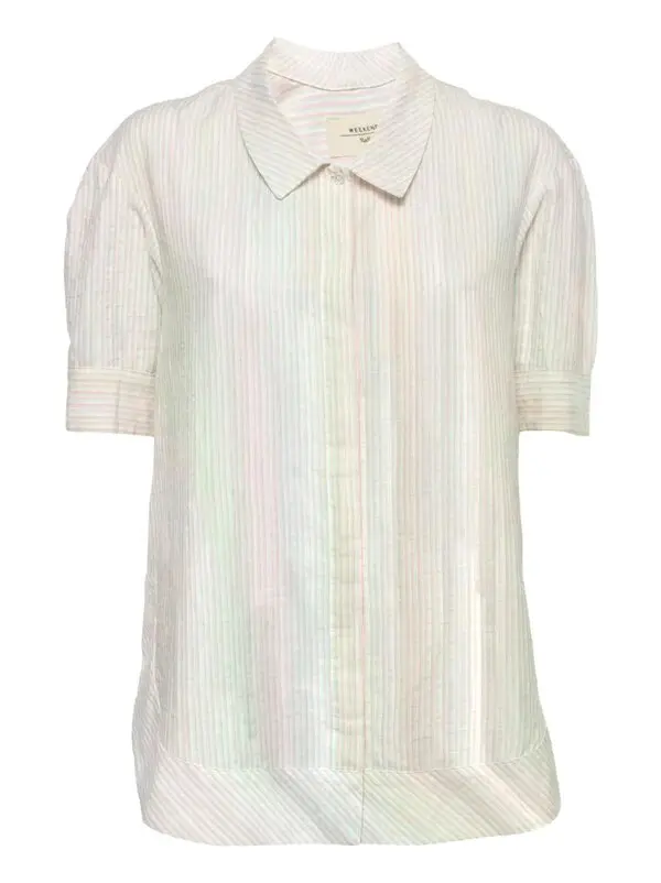 Max Mara Striped Puff-sleeve Shirt - White