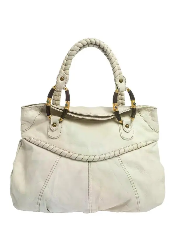 Valentino Garavani Leather Braided Handbag - White