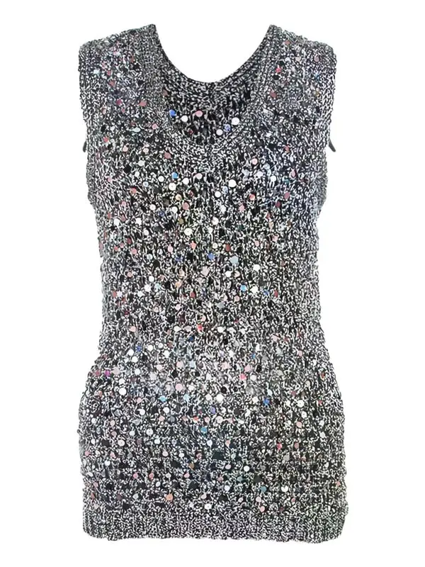 Zac Posen Sequin-embellished Sleeveless Top - Grey