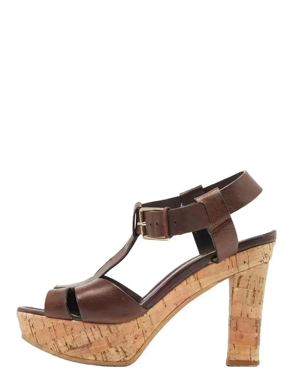 Santoni Leather Heeled Sandals - Brown