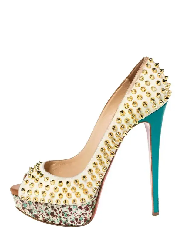 CHRISTIAN LOUBOUTIN 145mm Spiked Peep-toe Platform Pumps - Neutrals