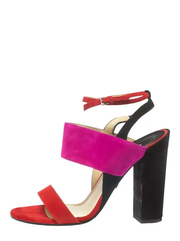 PAUL ANDREW 120mm Xiamen Colorblock Block-heel Sandals - Red