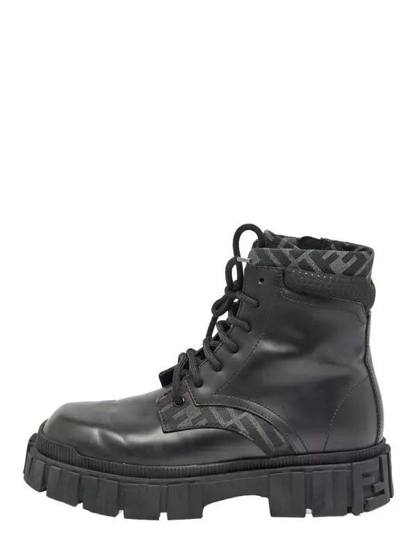Fendi Monogram-pattern Combat Boots - Black