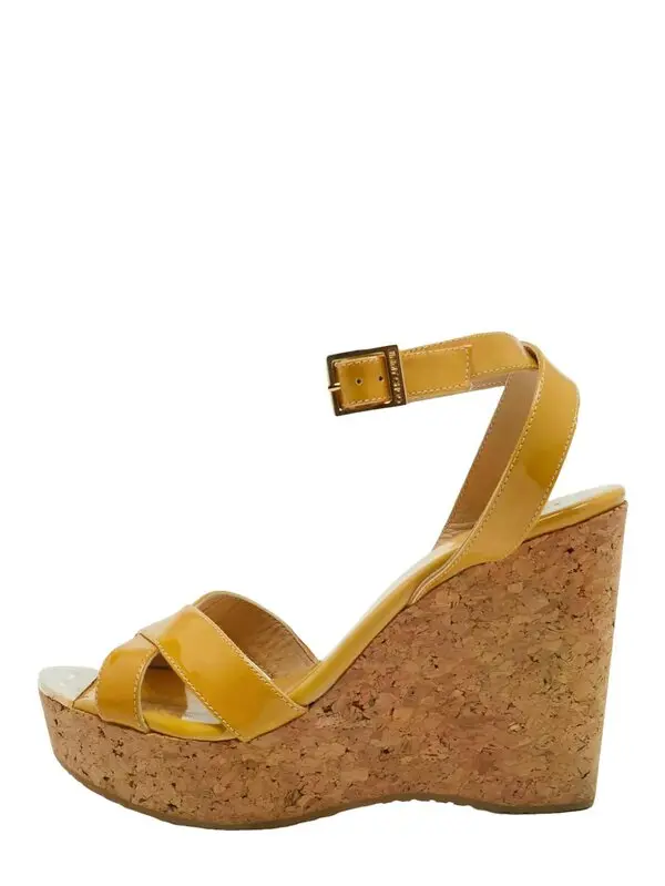 JIMMY CHOO 115mm Patent Wedged Sandals - Yellow