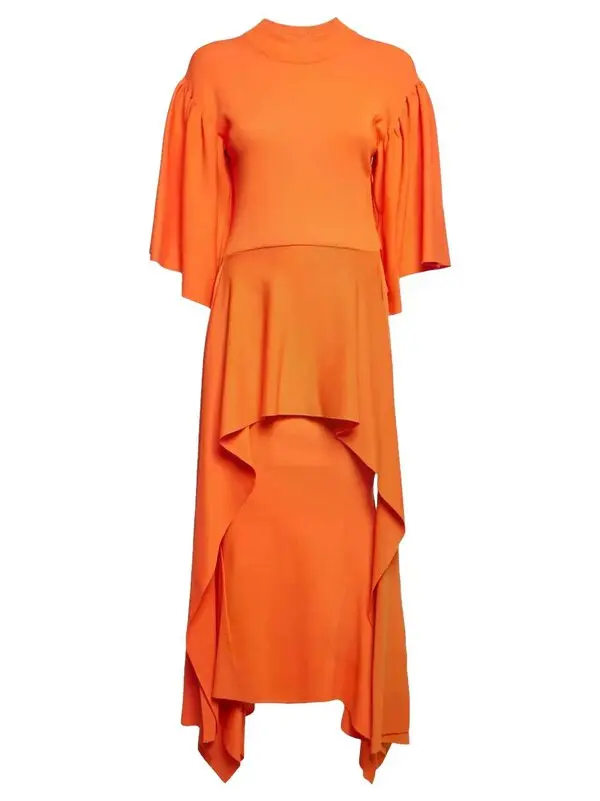Solace London Asymmetrical Overlay Midi Dress - Orange
