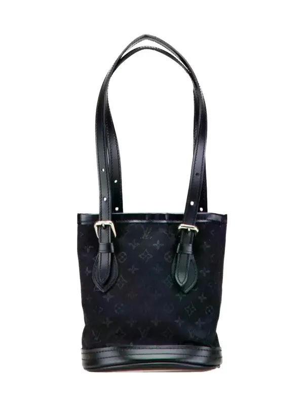 LOUIS VUITTON 2001 Monogram Mini Satin Bucket Bag - Black