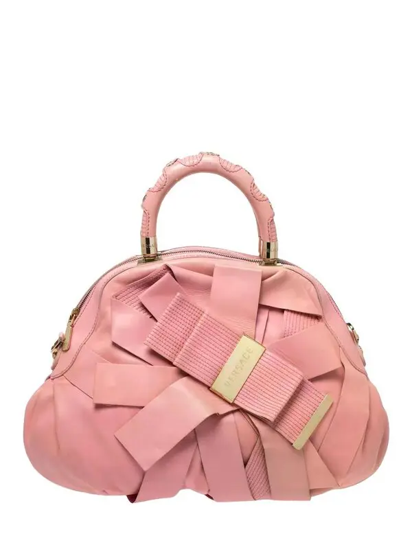 Versace Venita Bow Leather Tote Bag - Pink