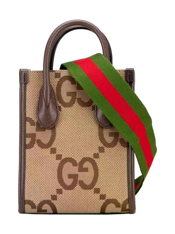 Gucci Mini Jumbo Gg Canvas Web Satchel - Brown