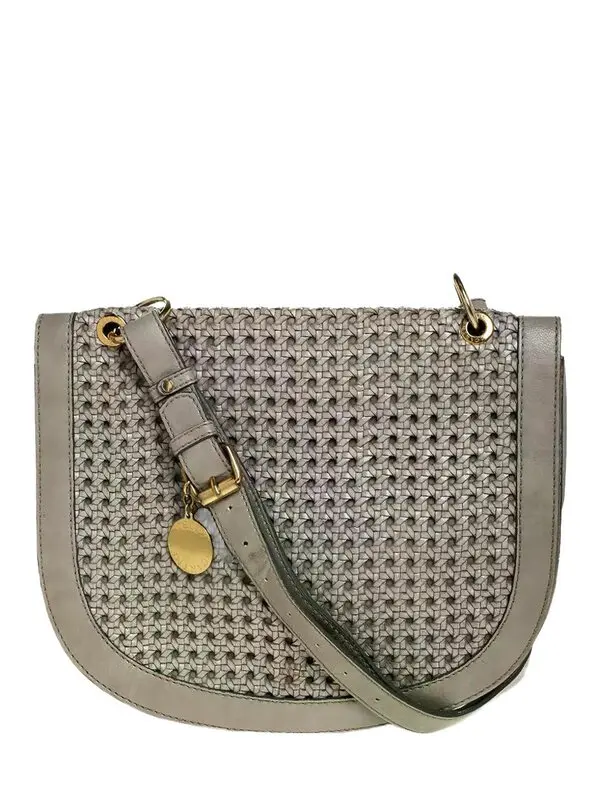 Stella McCartney Alexa Woven Leather Flap Crossbody Bag - Grey