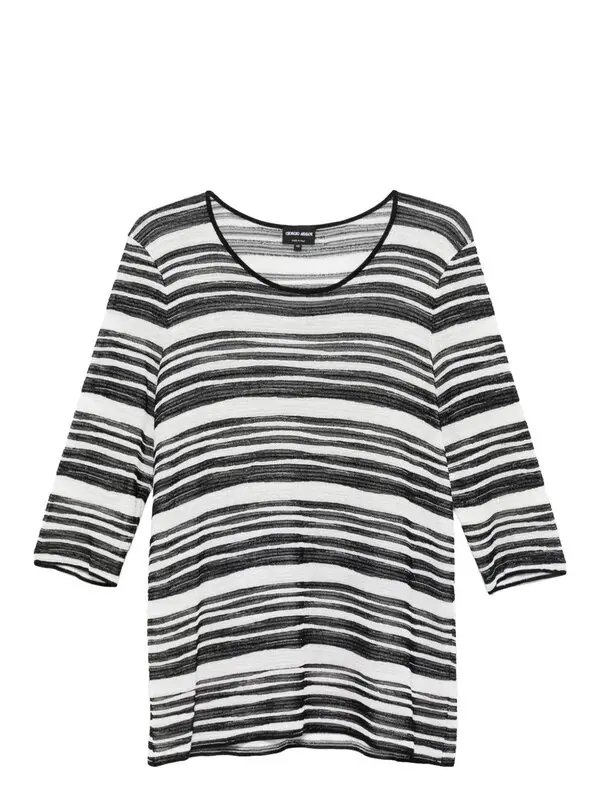 Giorgio Armani Striped Silk-blend Top - Black