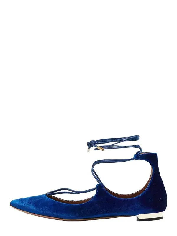 AQUAZZURA Christy Strappy Pointed-toe Ballet Flats - Blue