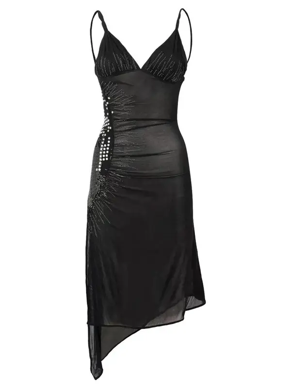 JULIEN MACDONALD Satin-finish Midi Dress With Crystal Embellishments - Black