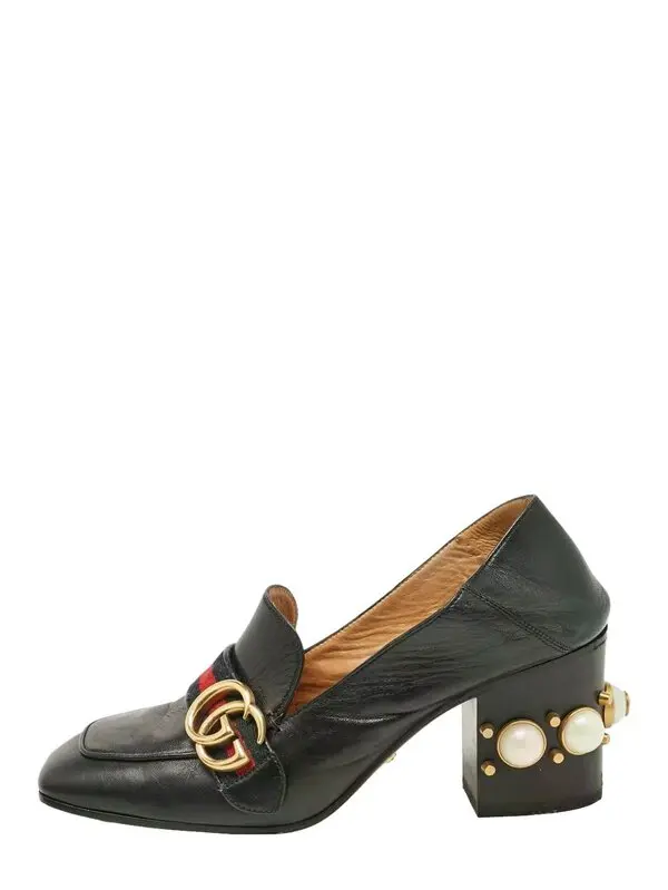 Gucci 45mm Leather Heeled Pumps - Black