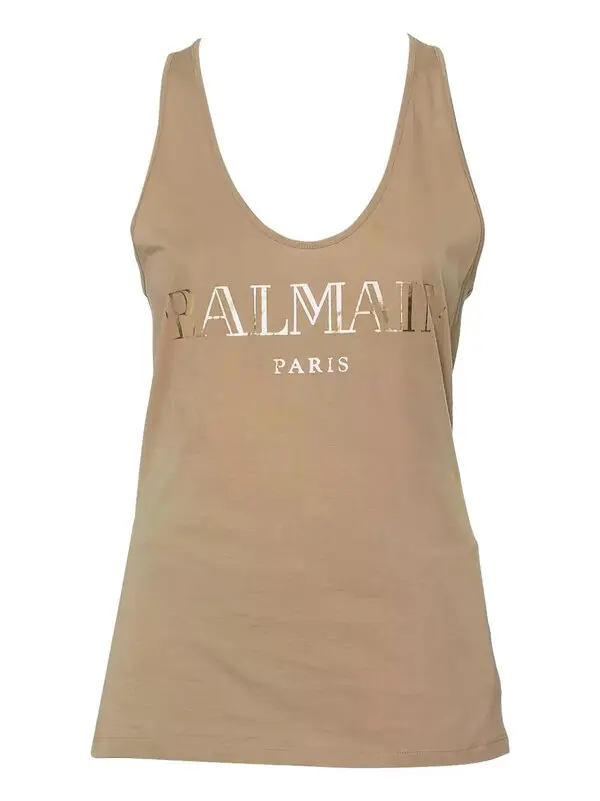 Balmain Logo-print Tank Top - Neutrals