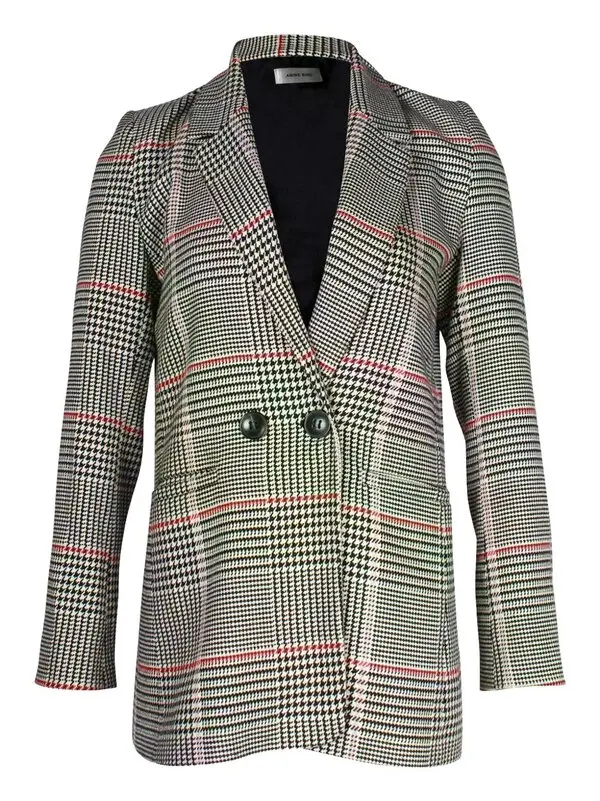 ANINE BING Plaid Double-breasted Blazer - White