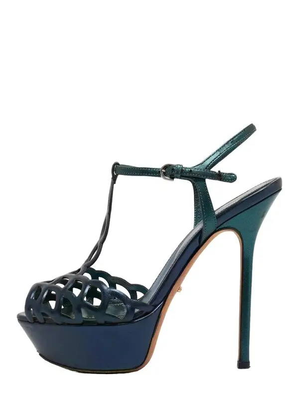 SERGIO ROSSI 130mm Platform T-strap Sandals - Green