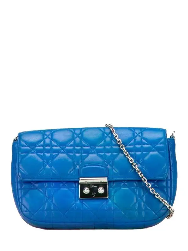 Dior Pre-owned Lambskin Cannage Miss Promenade Chain Crossbody Bag - Blue